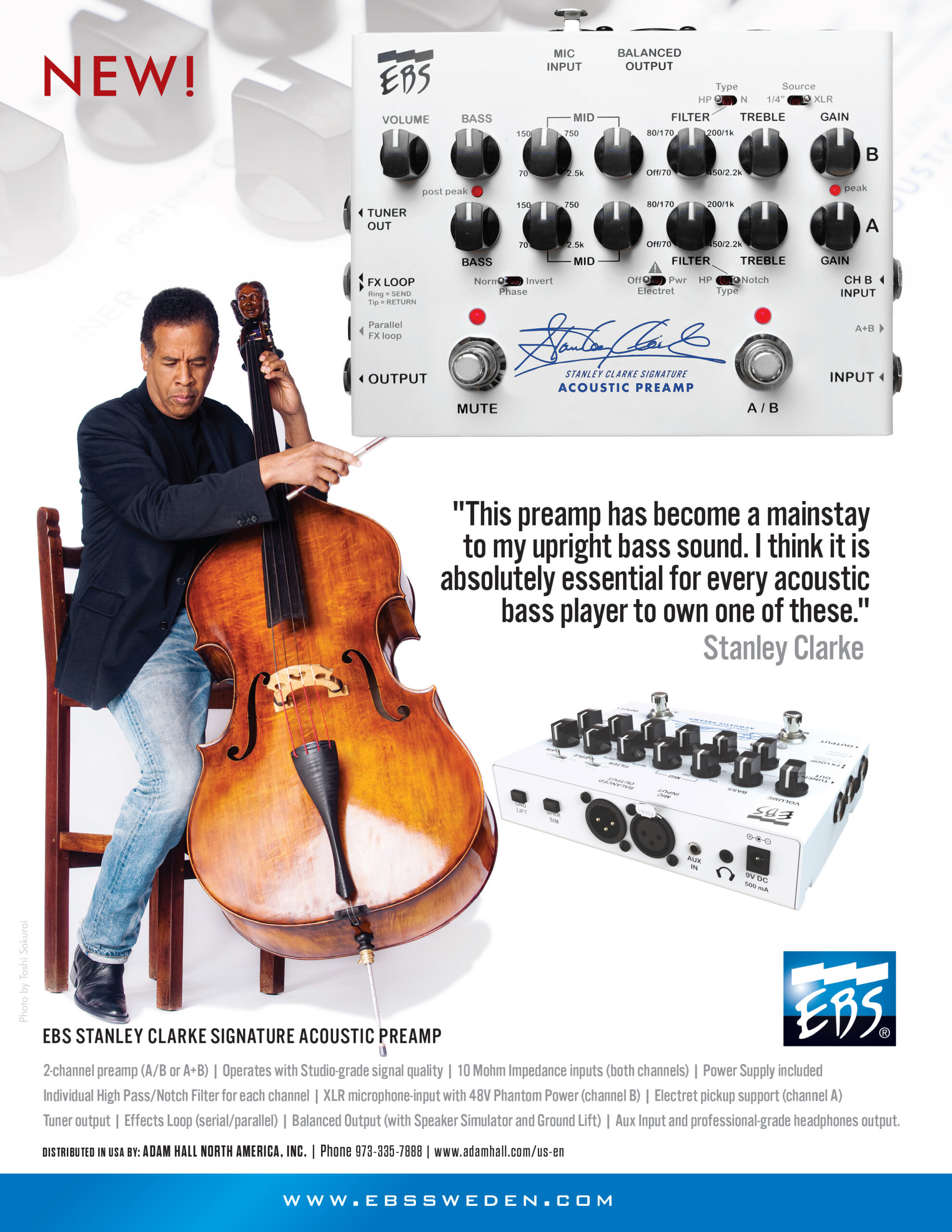 EBS Launches Signature Acoustic Preamp with Stanley Clarke (Exclusive ...