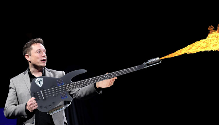 Elon Musk Unveils New Solar Cell-Powered Flamethrower Bass - Bass Magazine